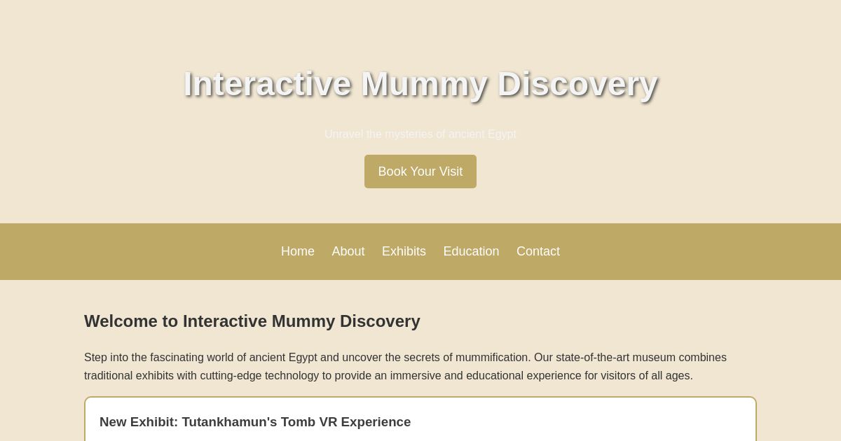 Interactive Mummy Discovery - Home