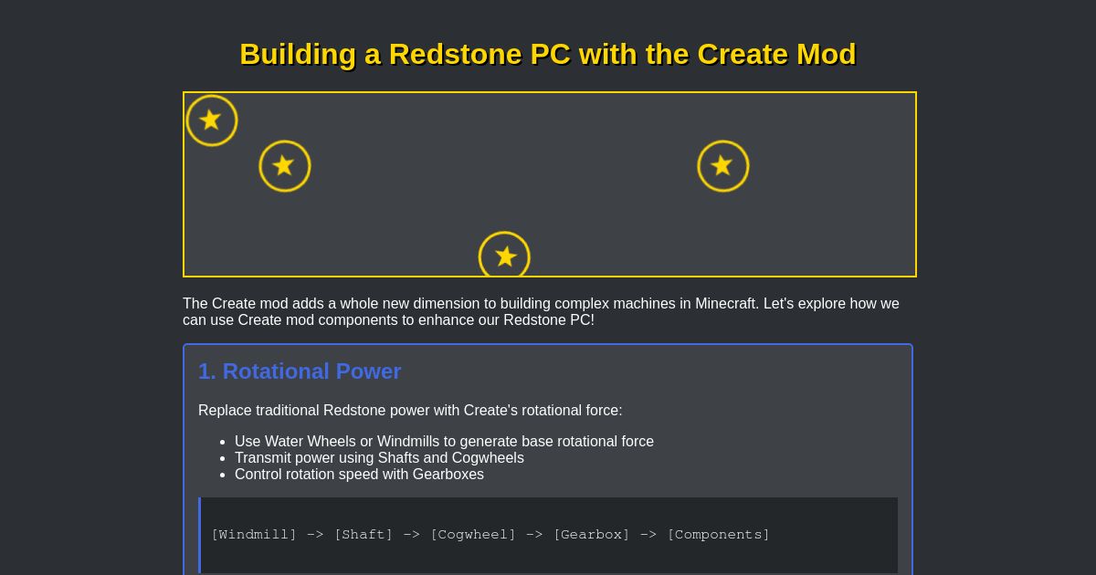 Building a Redstone PC with the Create Mod
