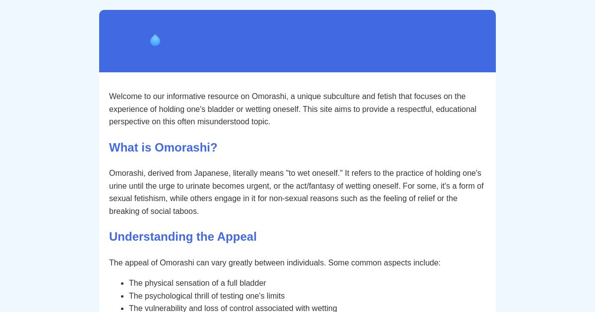 Omorashi - Explore the Art of Holding