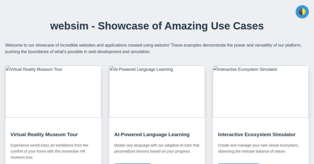 websim - Showcase of Amazing Use Cases