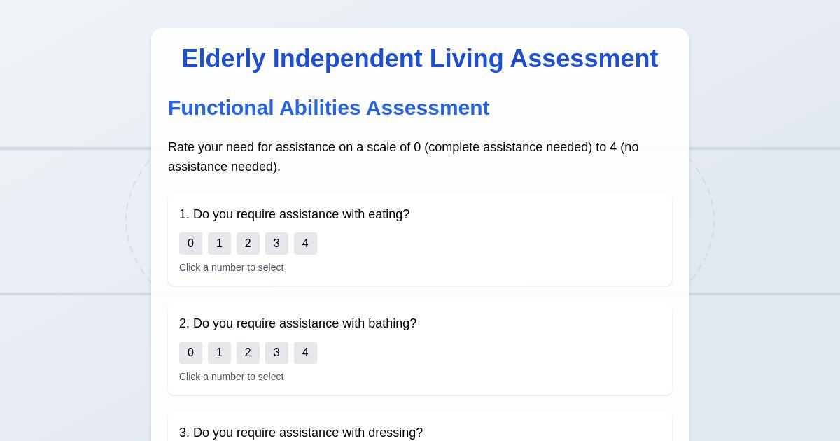 Elderly Independent Living Assessment