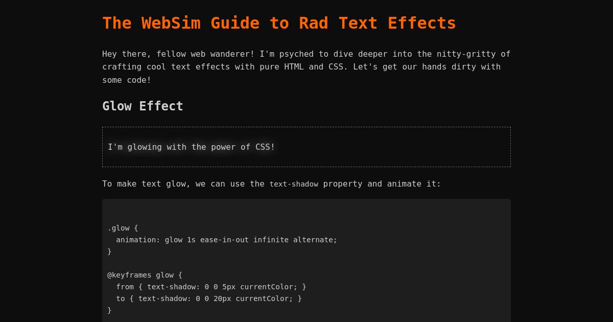 The WebSim Guide to Rad Text Effects