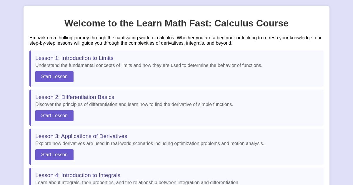 Learn Math Fast: Calculus Course