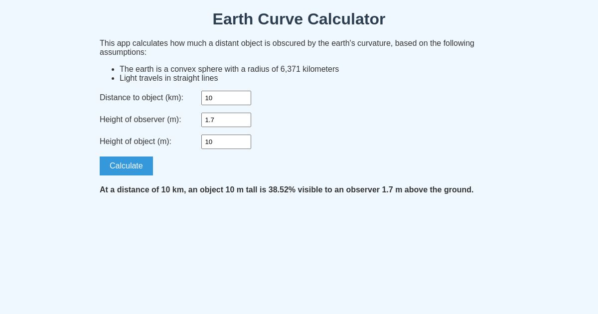 Earth Curve Calculator