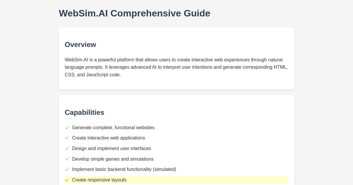 WebSim.AI Comprehensive Guide