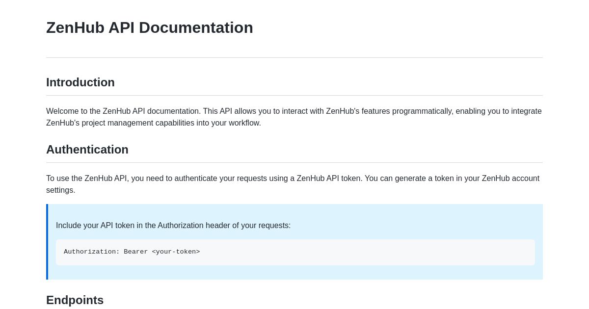 ZenHub API Documentation s