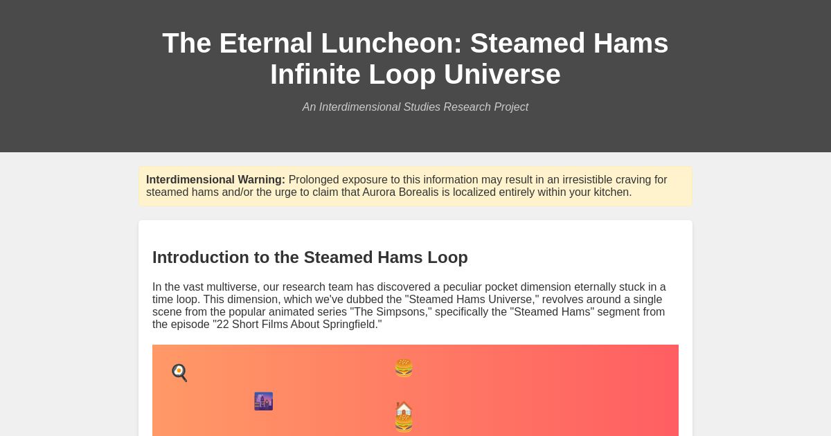 The Eternal Luncheon: Steamed Hams Infinite Loop Universe ...