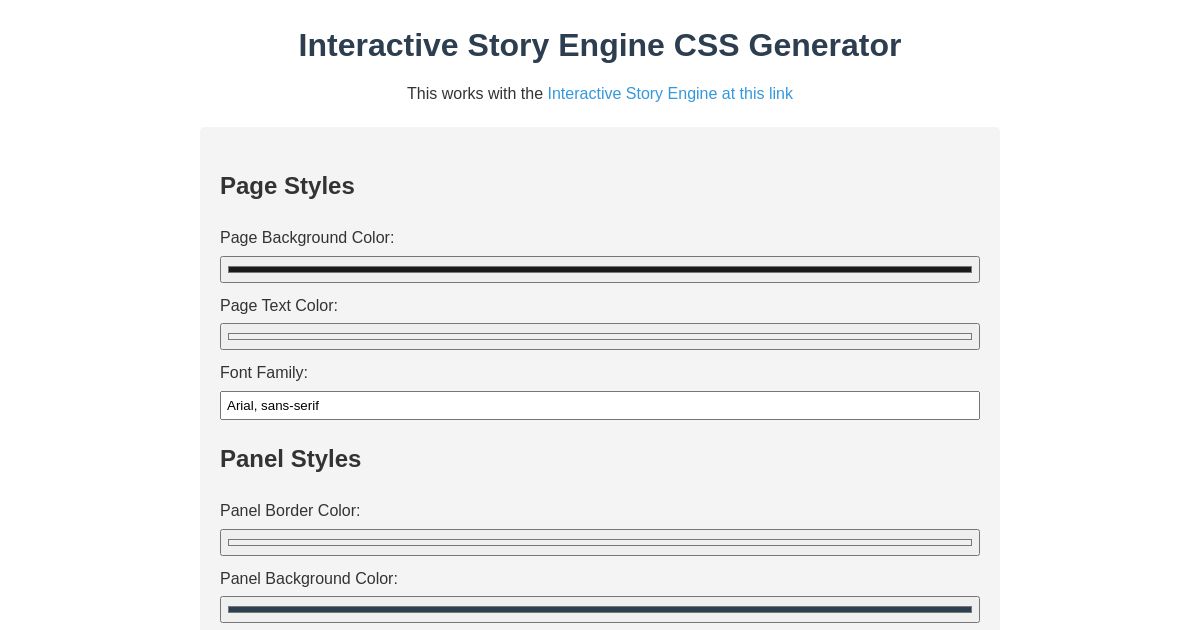Interactive Story Engine CSS Generator