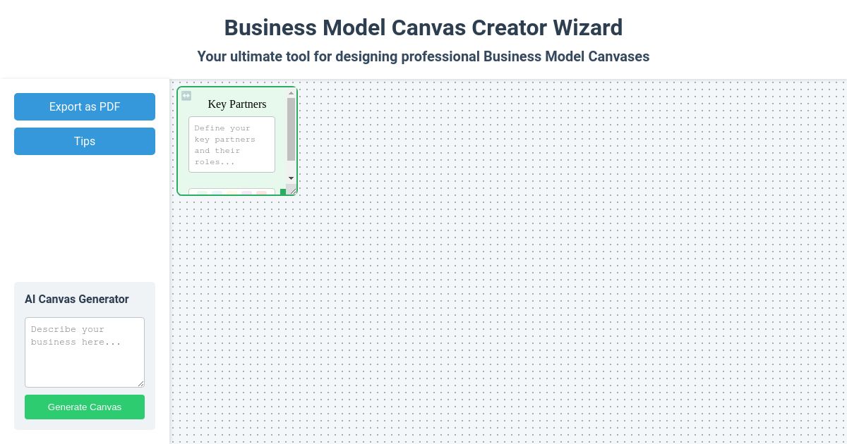 Business Model Canvas Creator Wizard