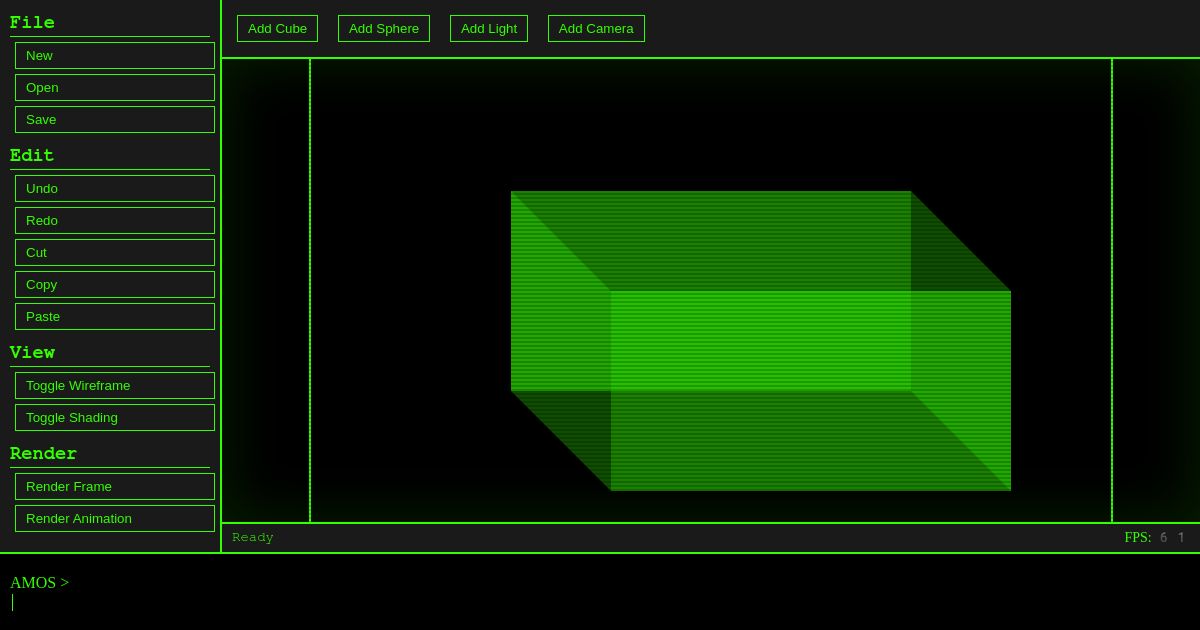 Blender Retro UI with AMOS CLI - WebSim 3D