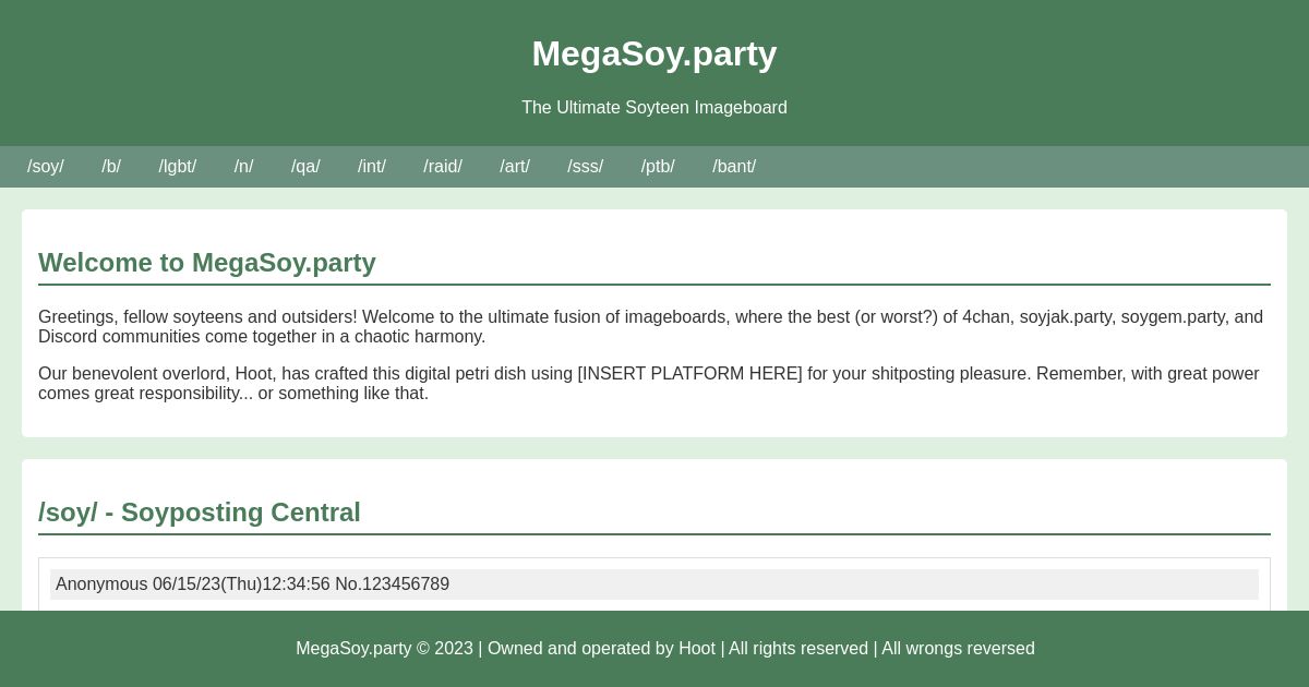 MegaSoy.party - The Ultimate Soyteen Imageboard