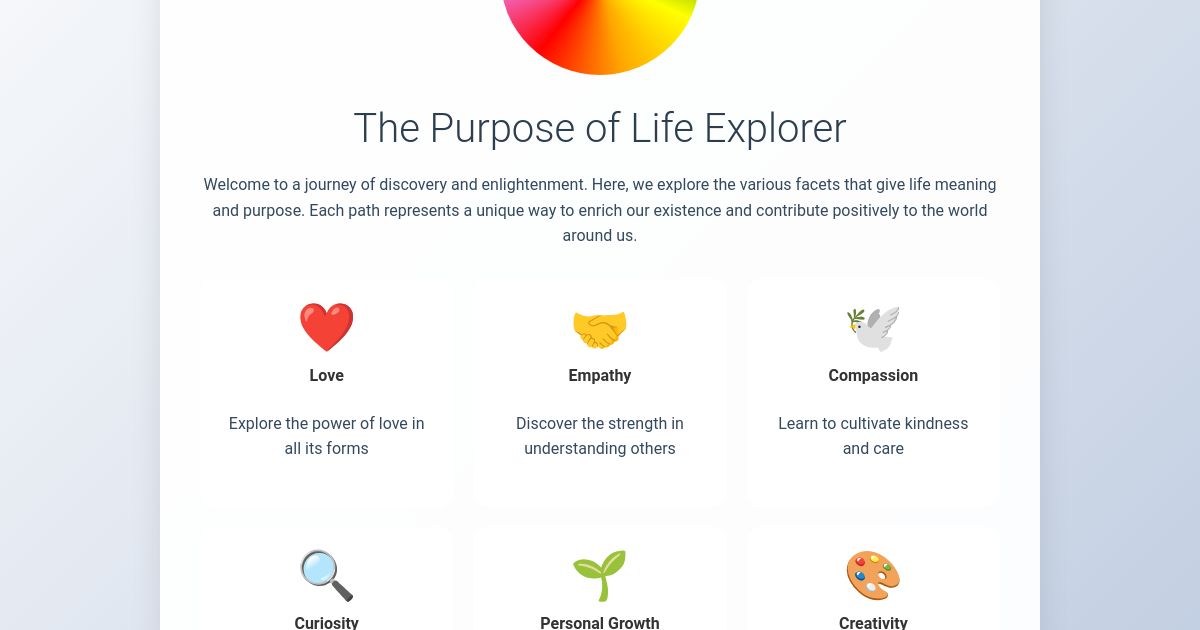The Purpose of Life Explorer
