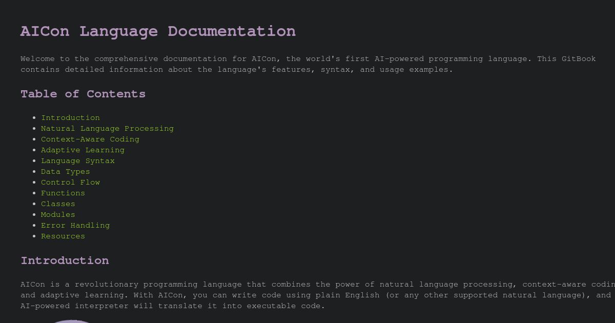 AICon Language Documentation