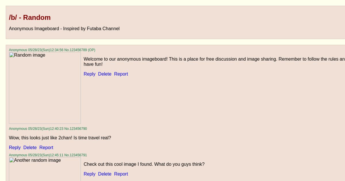 Thread 123456789 - Anonymous Imageboard