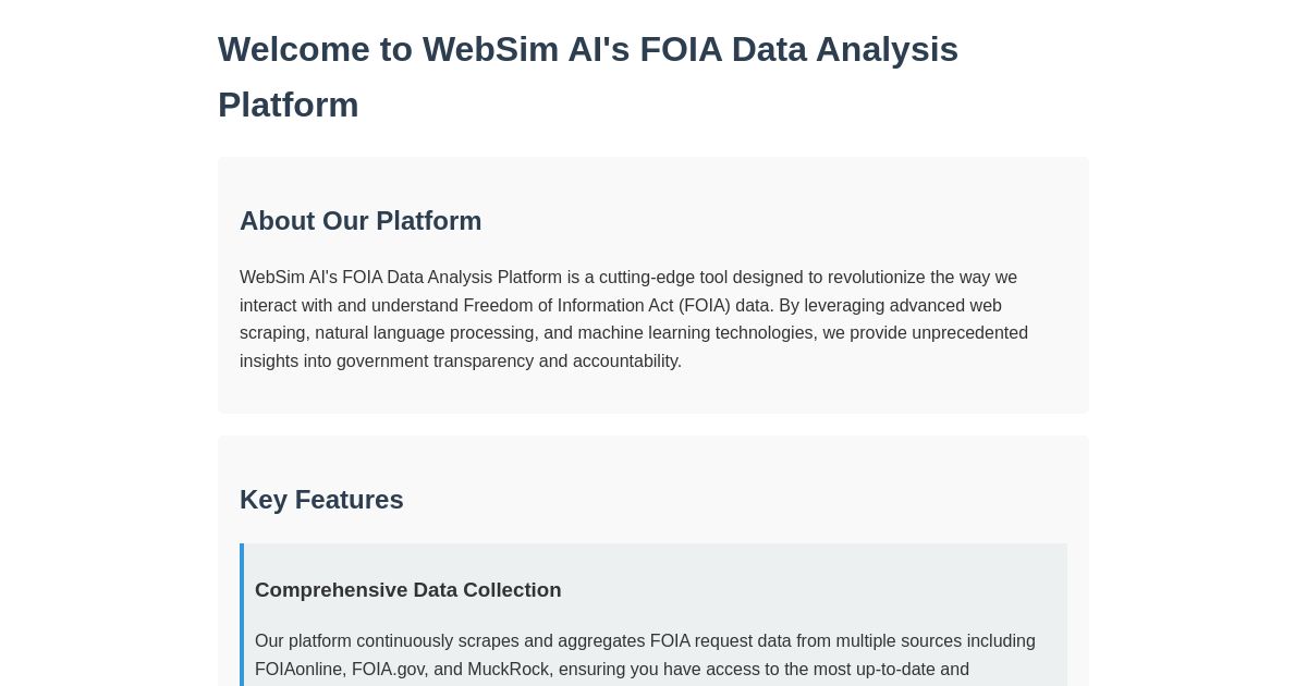 WebSim AI - FOIA Data Analysis Platformst