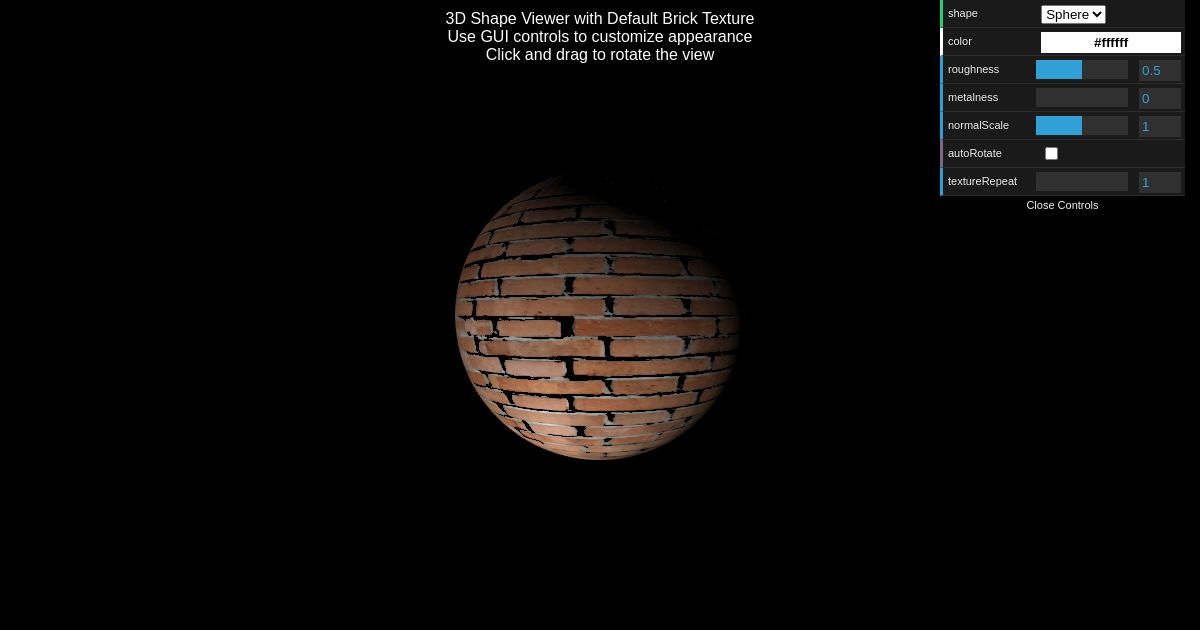 3D Shape Viewer with Default Brick Texture