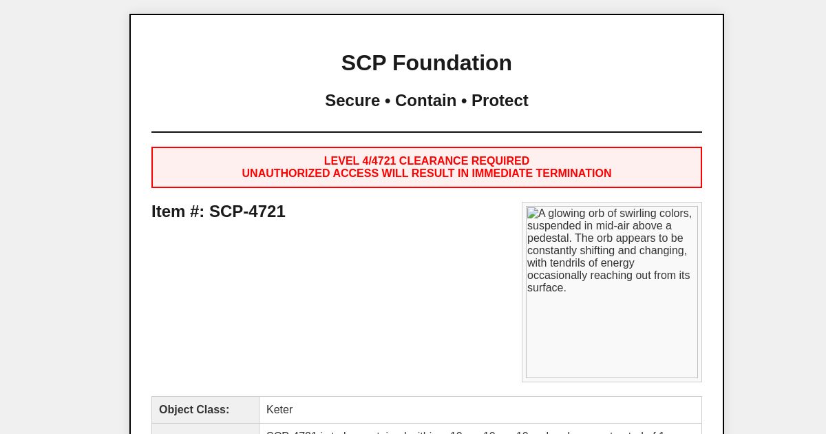 SCP Foundation - Object SCP-4721