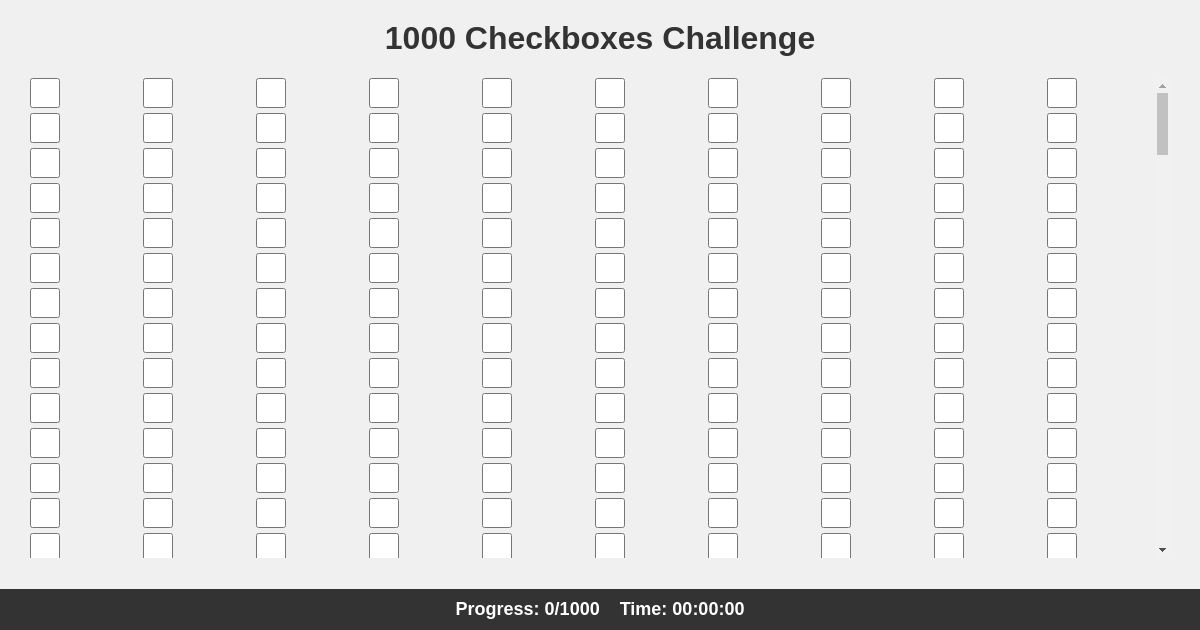 1000 Checkboxes Challenge