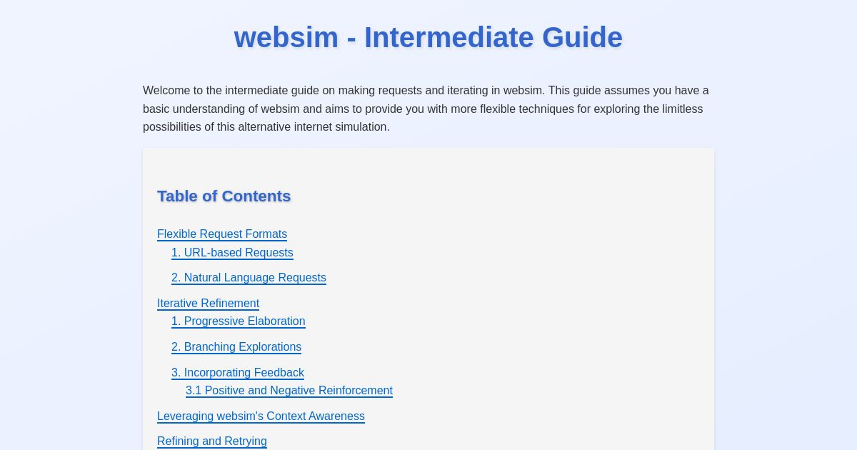 Websim Intermediate Guide