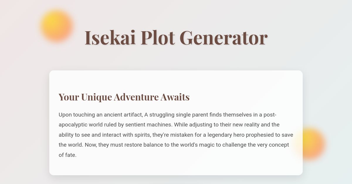 Isekai Plot Generator - Randomizer
