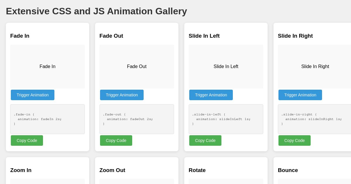 Extensive CSS and JS Animation Gallery