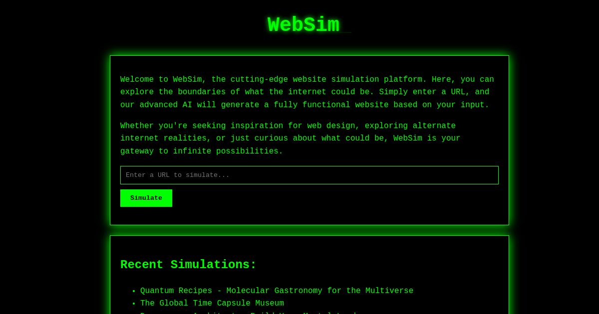 WebSim - Simulate Any Website
