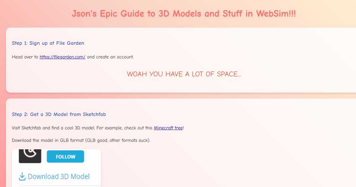 Json's Epic Guide to 3D Models and Stuff in WebSim!!!