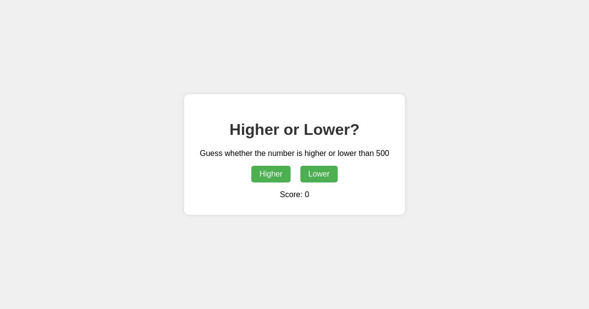 Higher or Lower - Number Guessing Game s