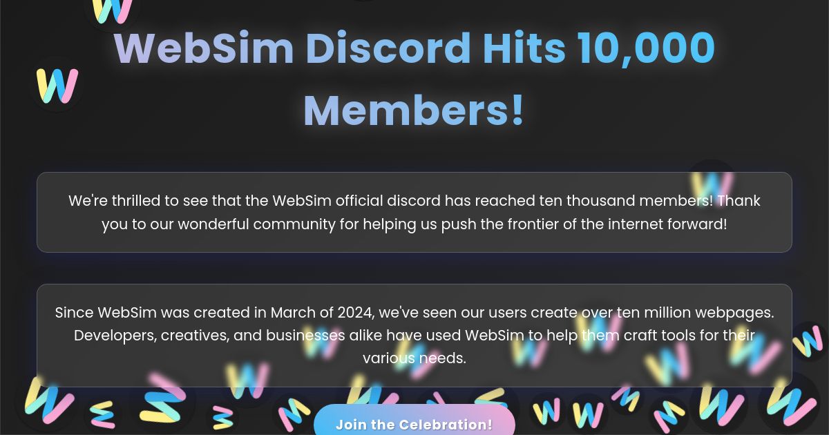WebSim Discord hits 10,000 members!
