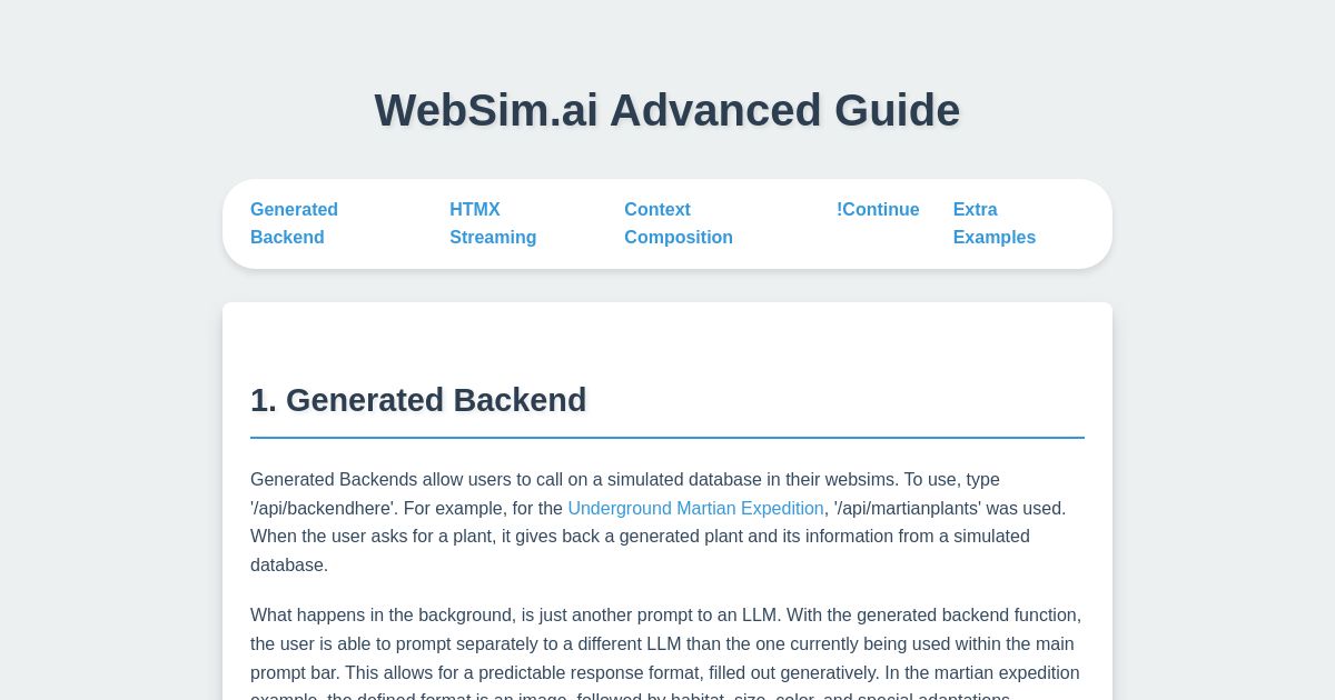 WebSim.ai Advanced Guide
