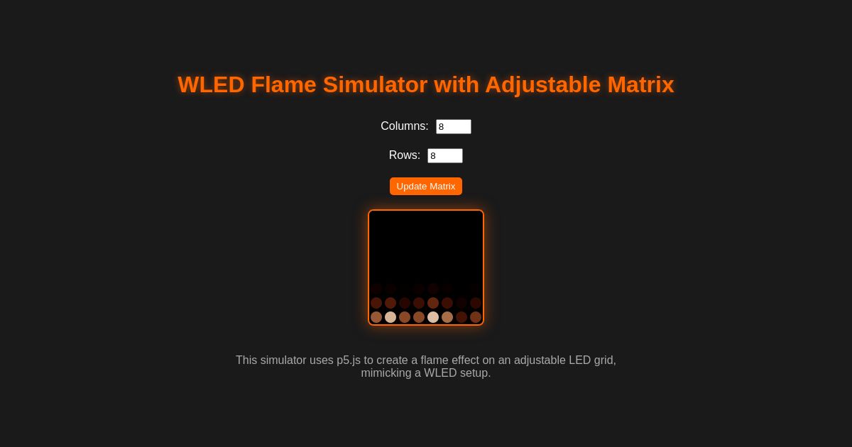 WLED Flame Simulator with Adjustable Matrix