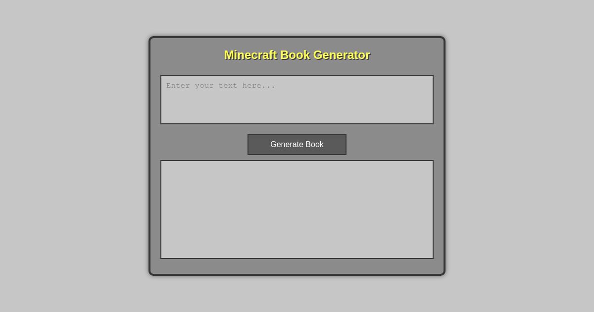Minecraft Book Generator