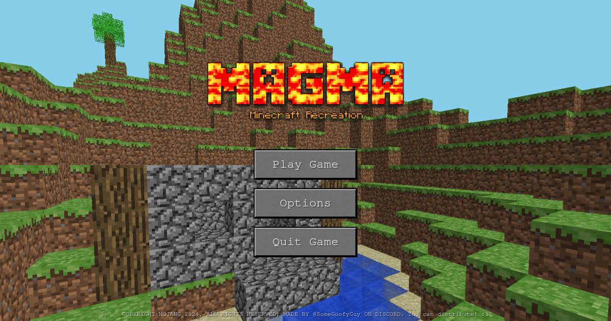 Minecraft-style Cube World with Menu, Logo, and Game Modes