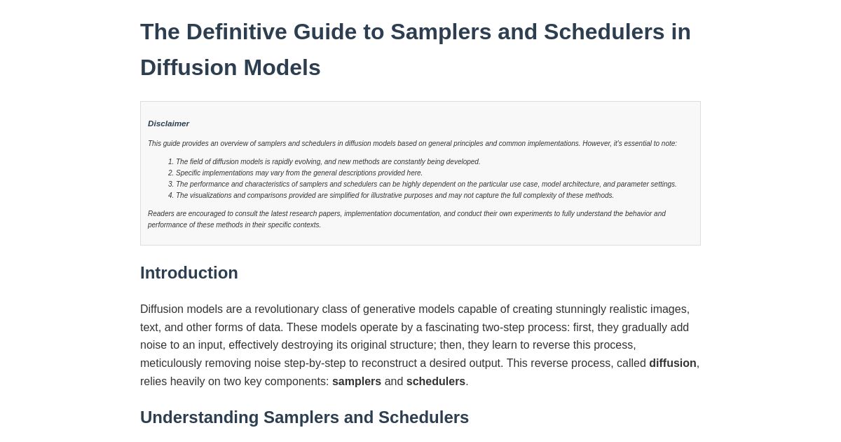 The Definitive Guide to Samplers and Schedulers in Diffusion Models