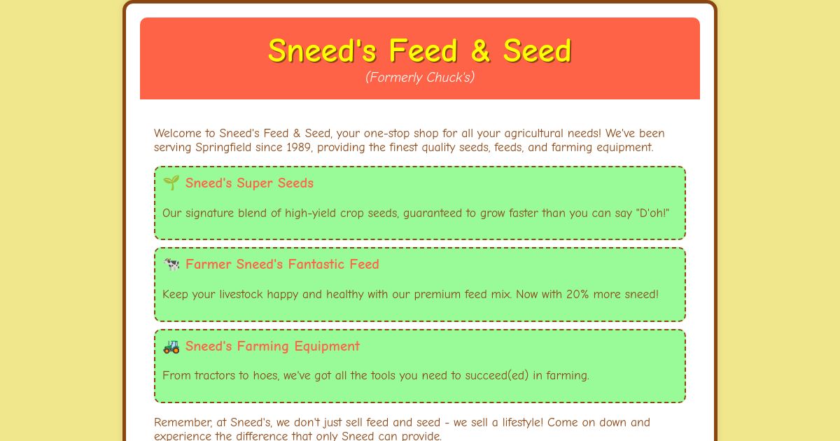 Sneed's Feed & Seed (Formerly Chuck's)