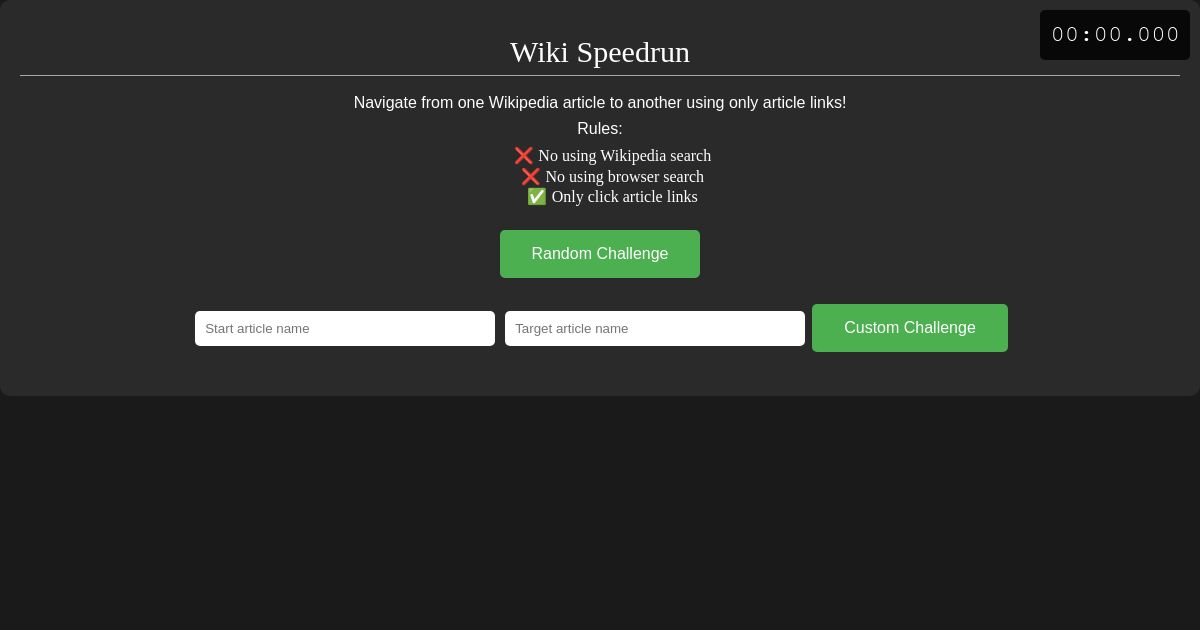 Wikipedia Speedrun