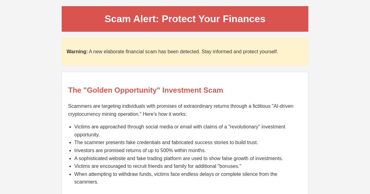 Scam Alert: Protect Yourself | Finance.com