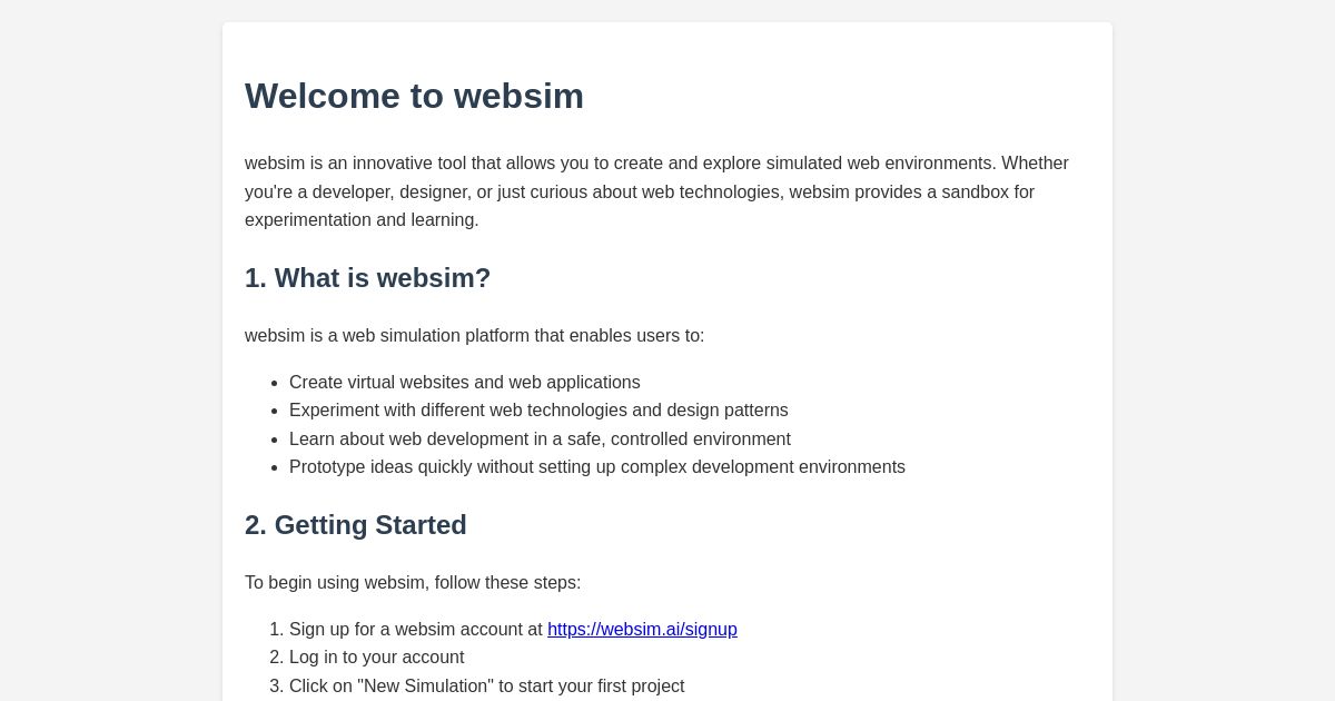 websim - Getting Started