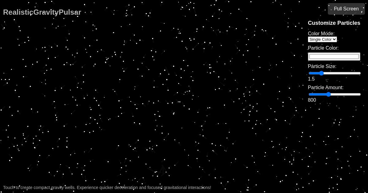 RealisticGravityPulsar - Advanced Multi-Touch Particle Simulation