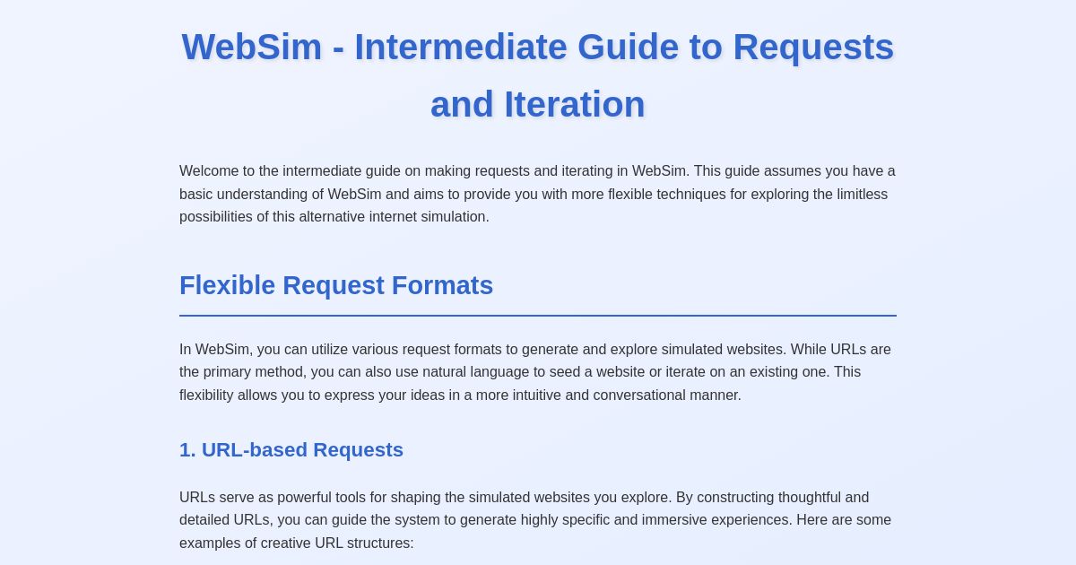 WebSim - Intermediate Guide to Requests and Iteration