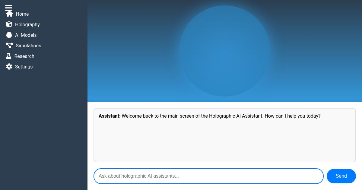 Advanced Holographic AI Assistant - Main Screen