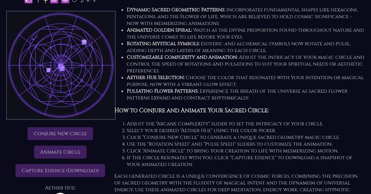 Advanced Animated Magic Circle Generator - WebSim