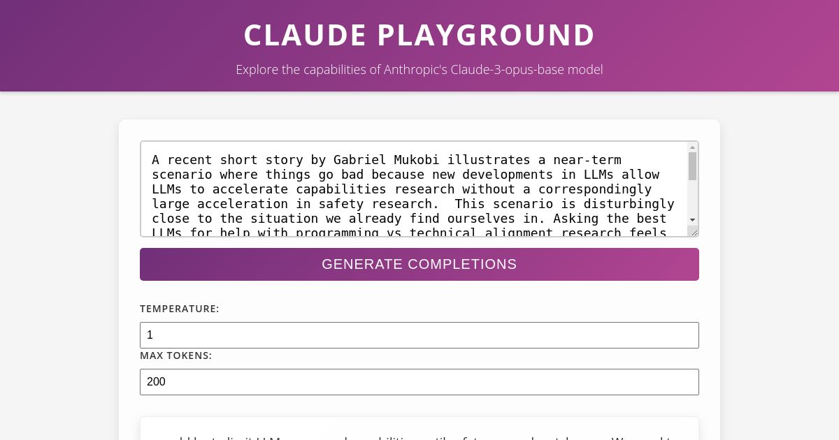 Claude Playground