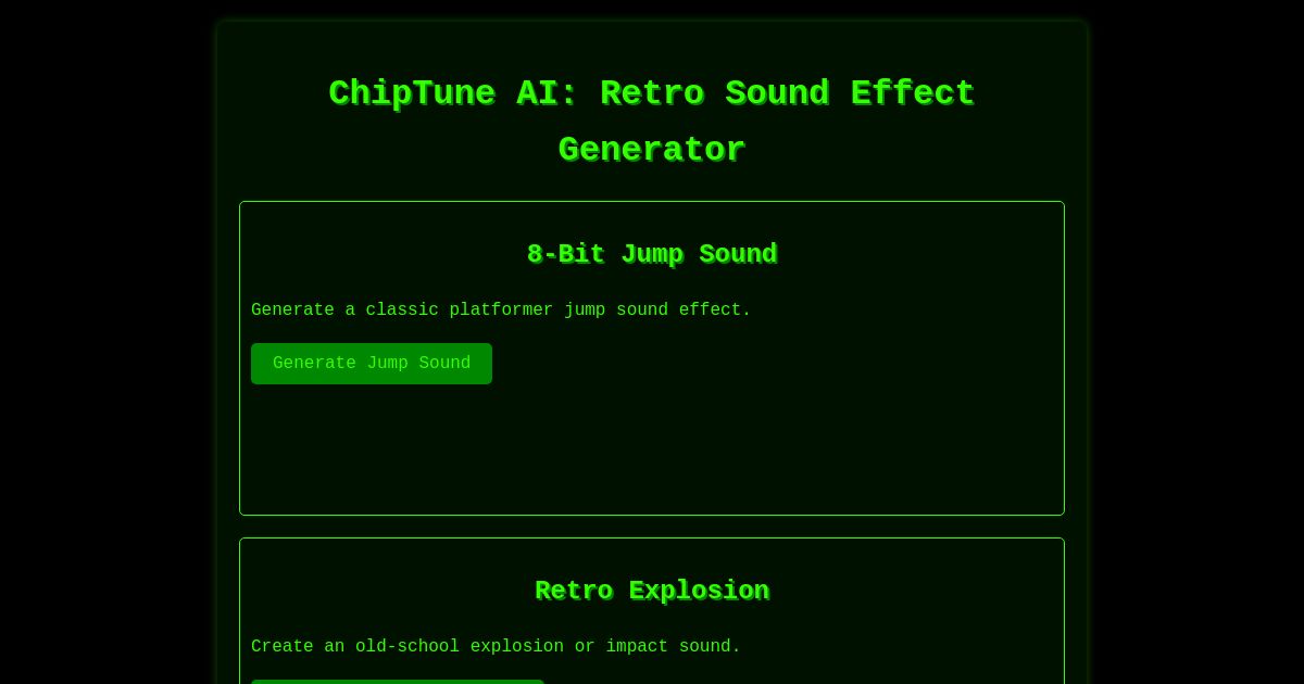 ChipTune AI: Retro Sound Effect Generator