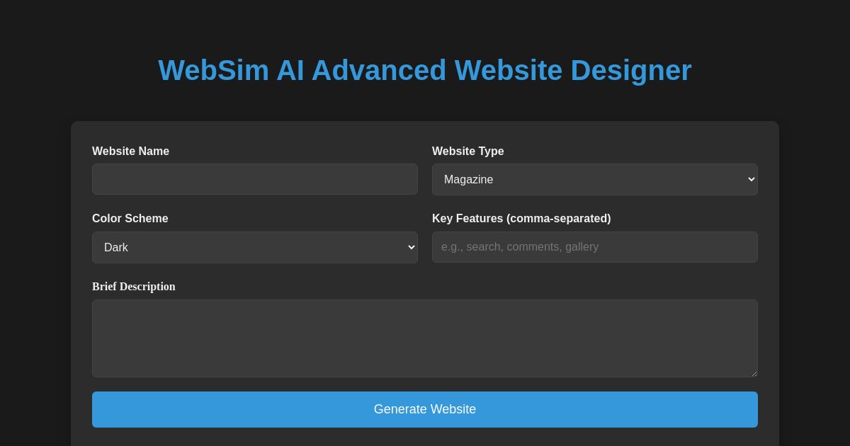 WebSim AI - Advanced Website Designer