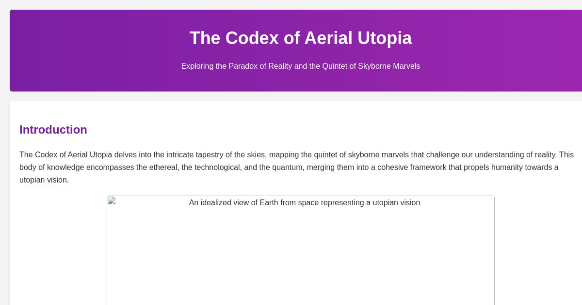 The Codex of Aerial Utopia & Quantum Integration