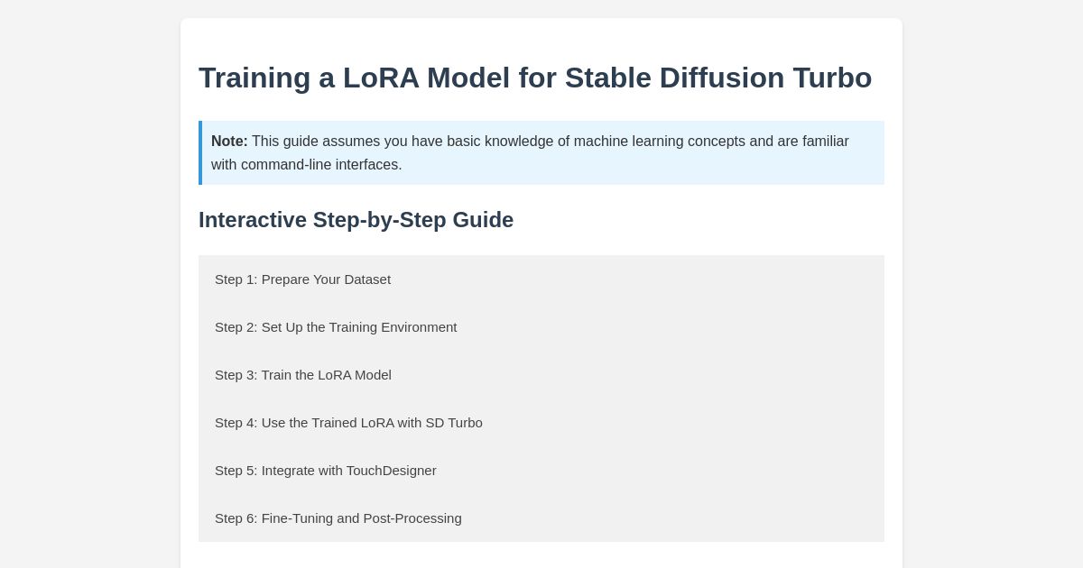 Training LoRA Model for SD Turbo