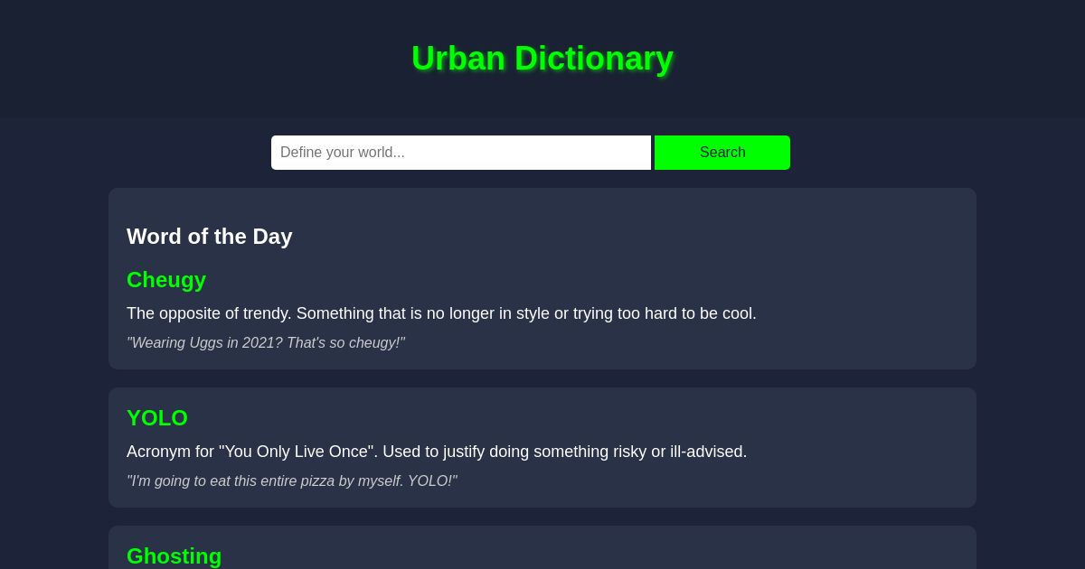 Urban Dictionary - Define Your World
