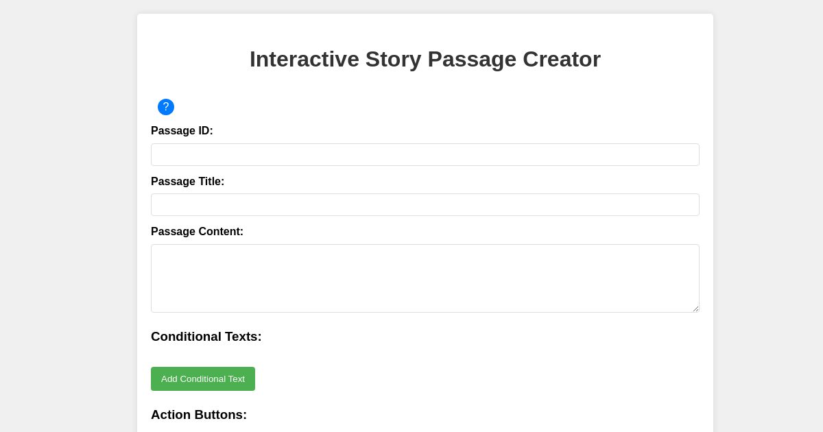 Interactive Story Passage Creator