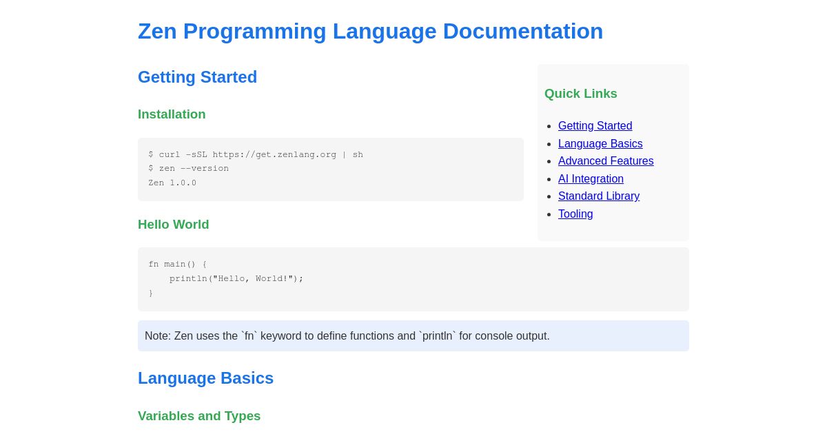 Zen Programming Language Documentation